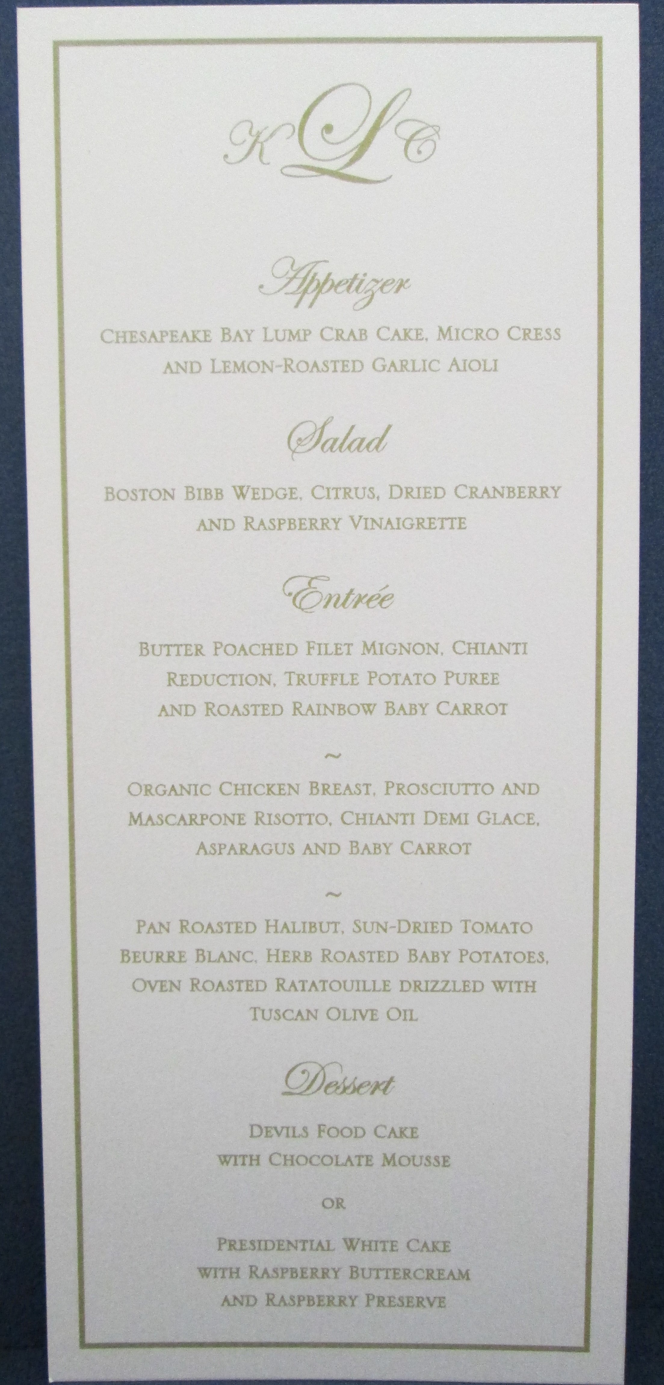 Wedding & Event Menu's | Emerald Invitations