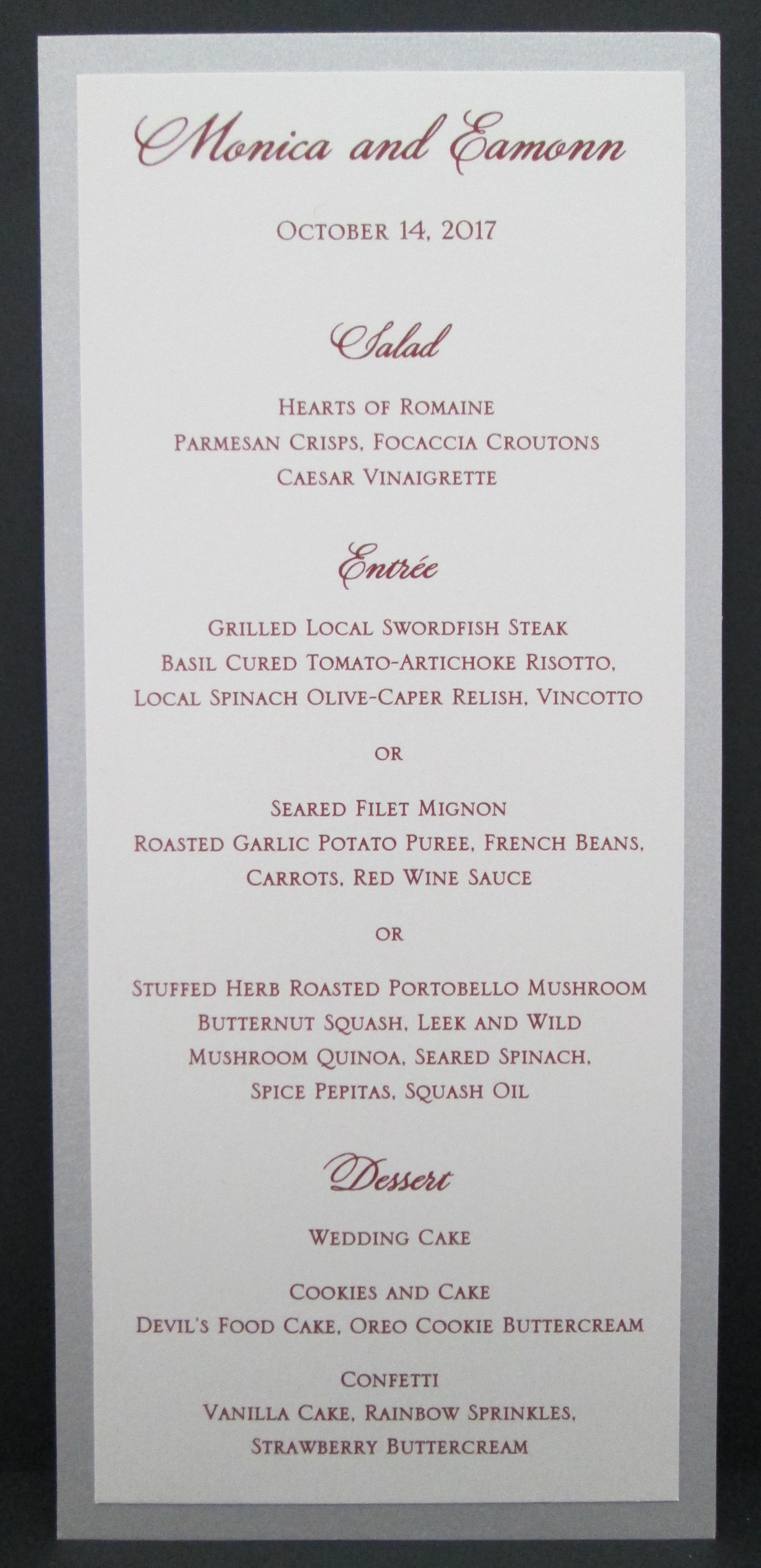 Wedding & Event Menu's | Emerald Invitations