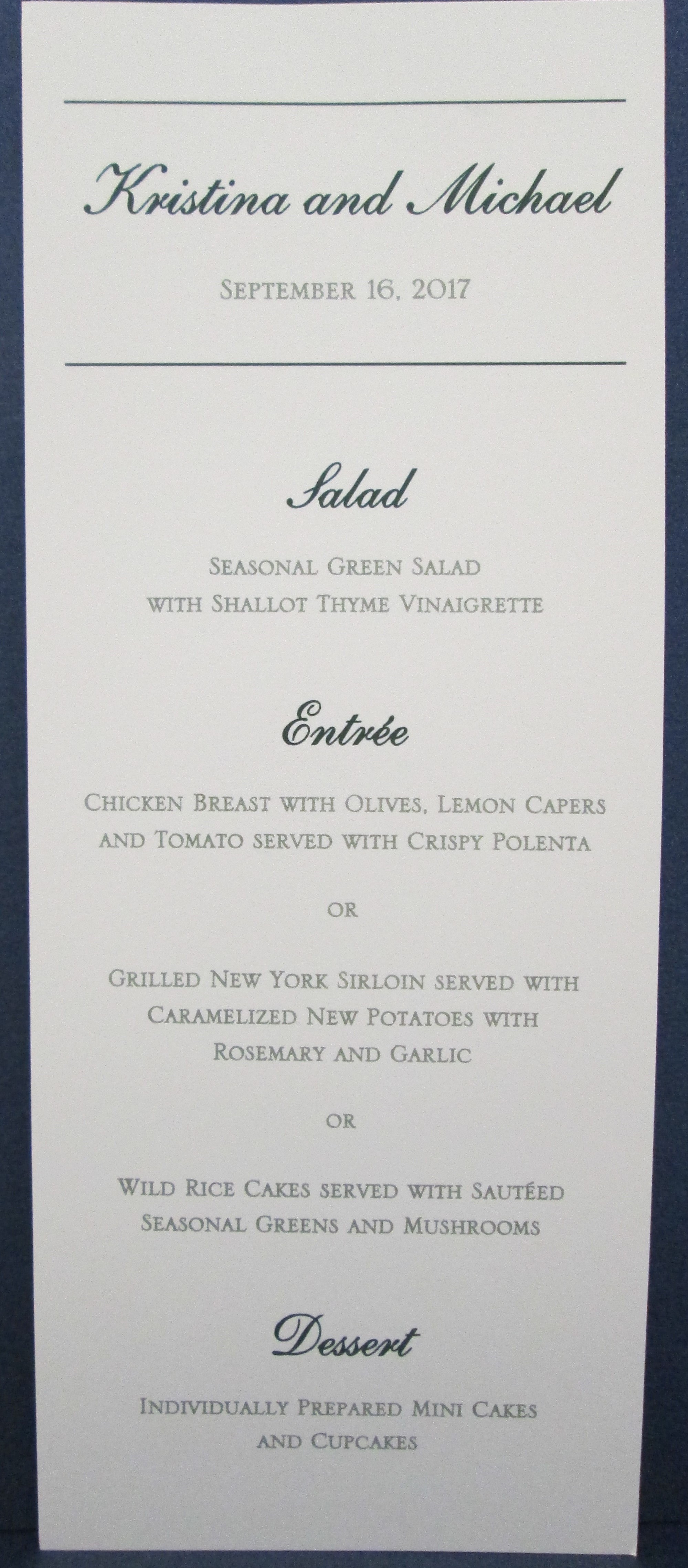 Wedding & Event Menu's | Emerald Invitations