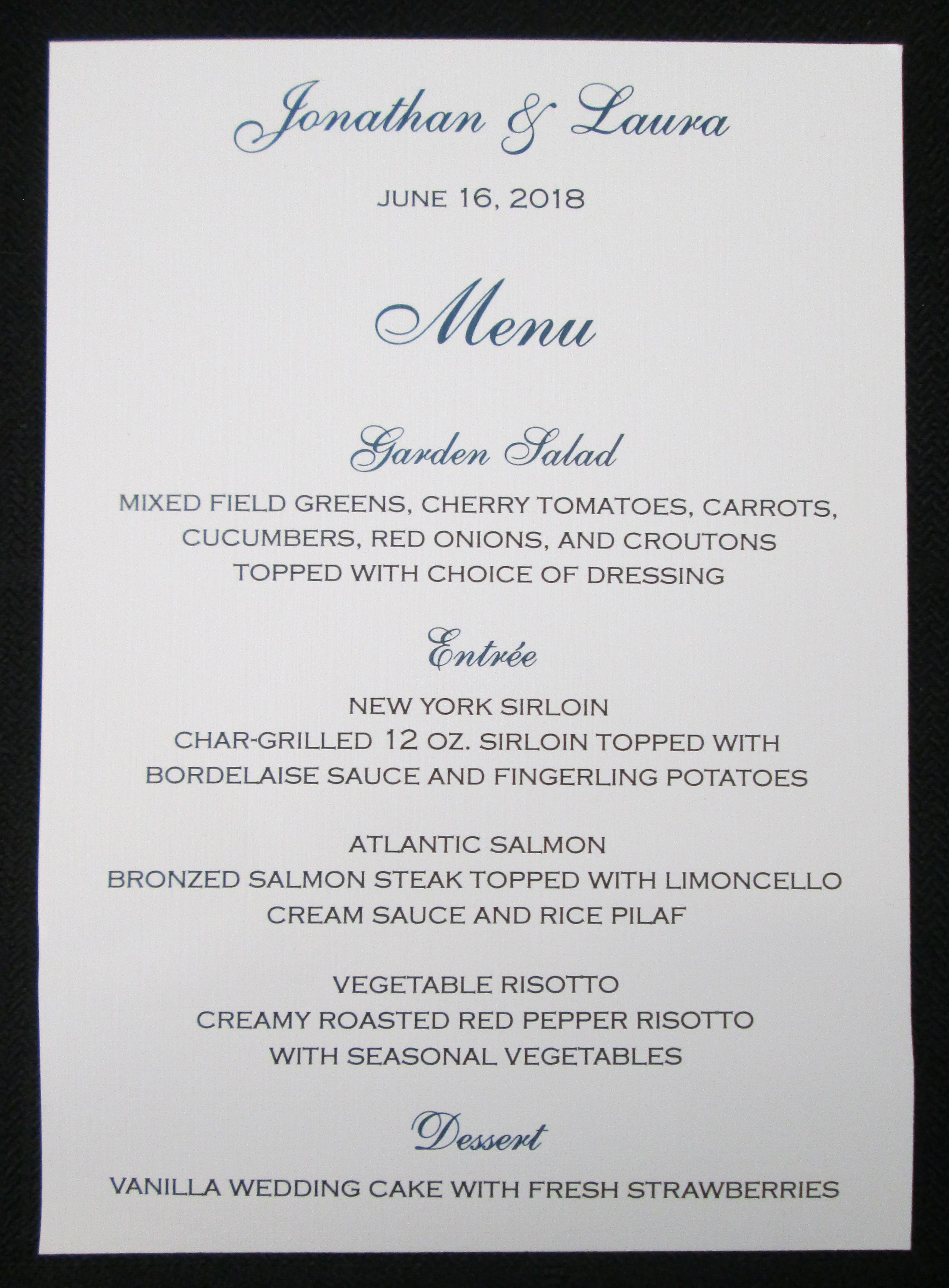 Wedding & Event Menu's | Emerald Invitations