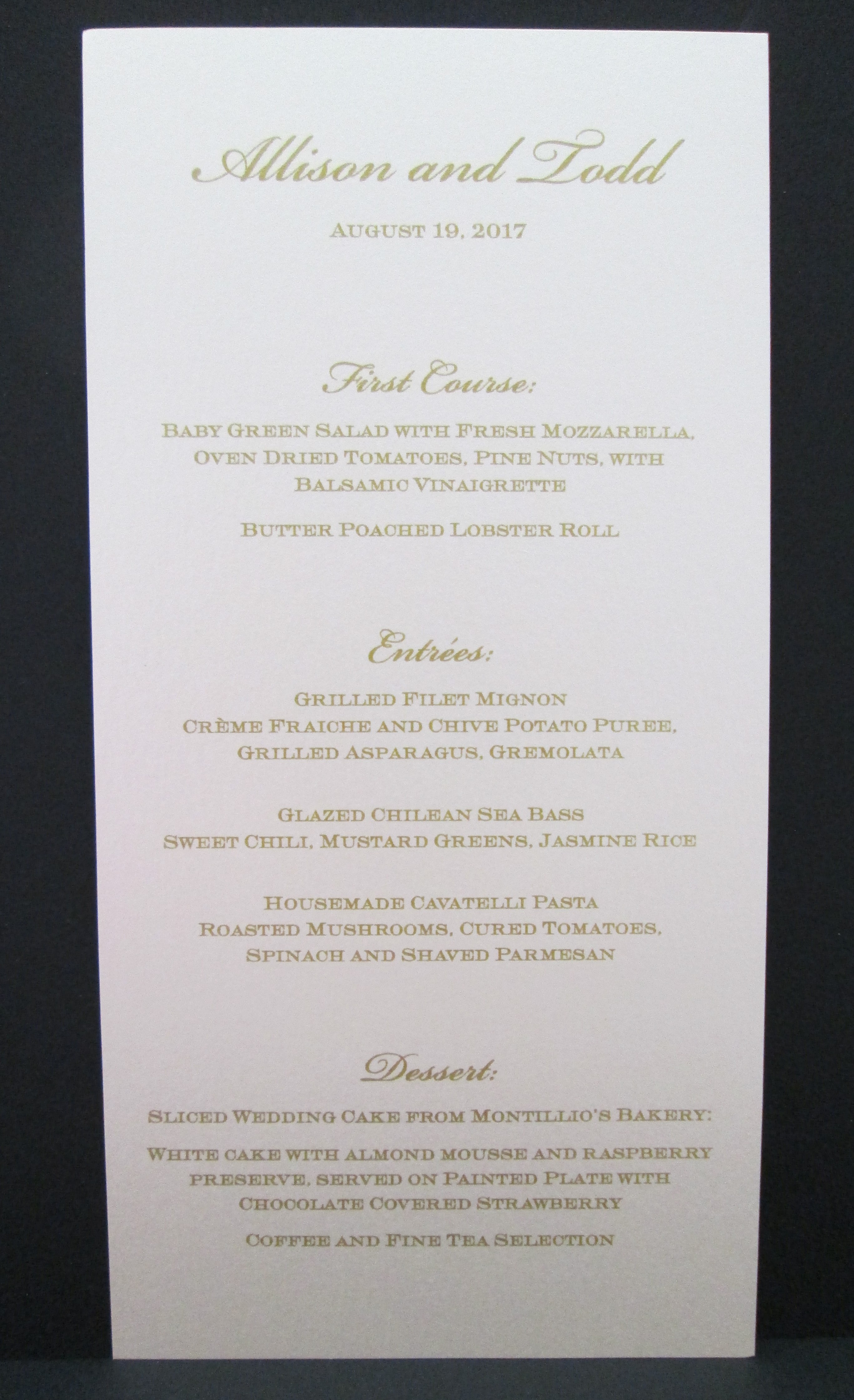 Wedding & Event Menu's | Emerald Invitations